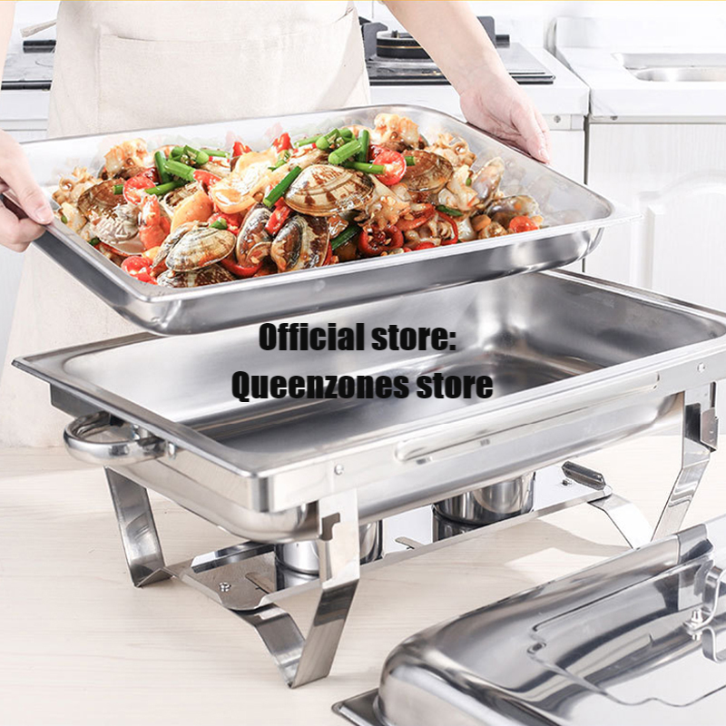 11L Foldable Stainless Steel Square Buffet Stove Dish Set Container ...