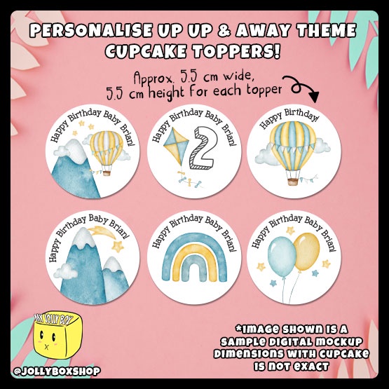 [SG Seller] Cute Up up and Away theme Cupcake Toppers For Baby Shower ...