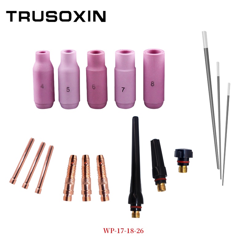 17Pcs Welders Welding Torch Tig Cup Collet Body Nozzle Kit Tungsten ...