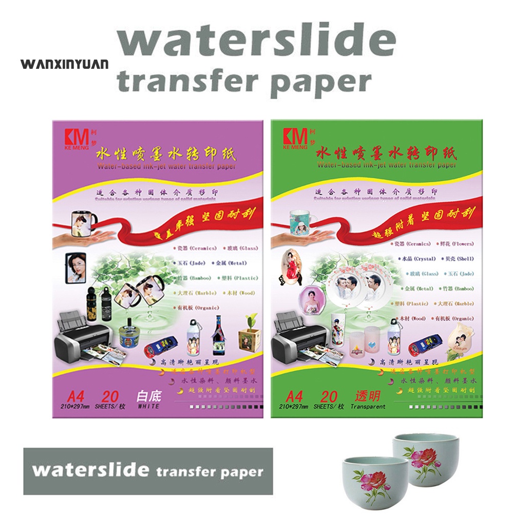 W 5 Sheets Clear A4 Size Waterslide Inkjet Decal Water Transfer ...