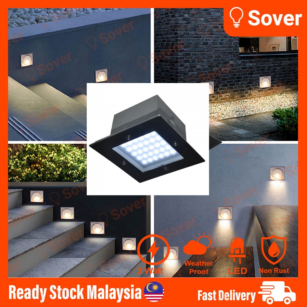 Weather Proof Stainless Steel Square Silver LED step light | Shopee ...