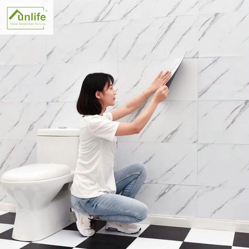 Waterproof Marble Tile Sticker Wallpaper Removable Wall Sticker Floor ...