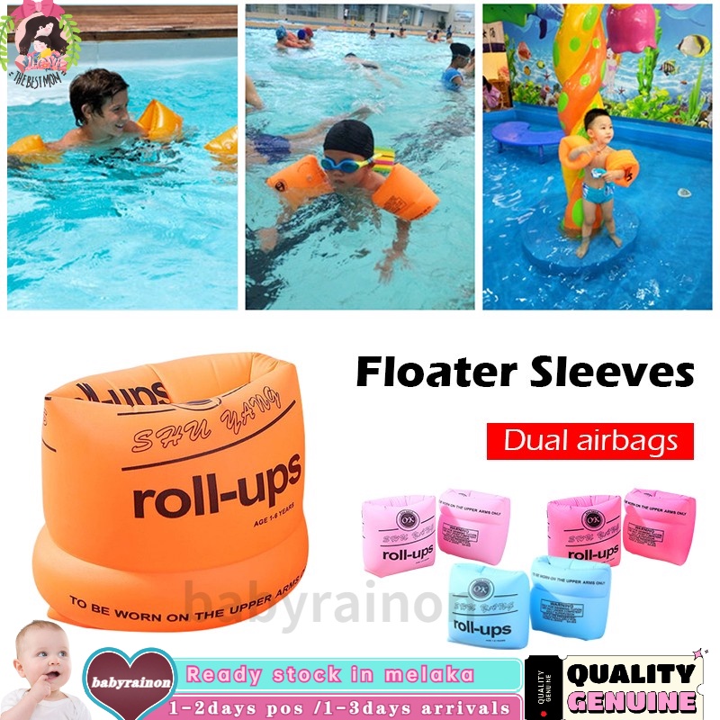 2pcs Inflatable Arm Float Roll-ups Rings Sleeves Swimming Safety ...