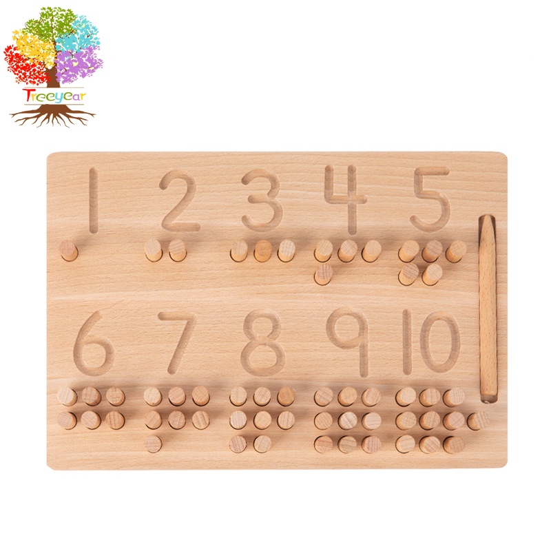Wooden 1-10 Number Peg Boards Counting Teaching Toy, Educational Toy ...