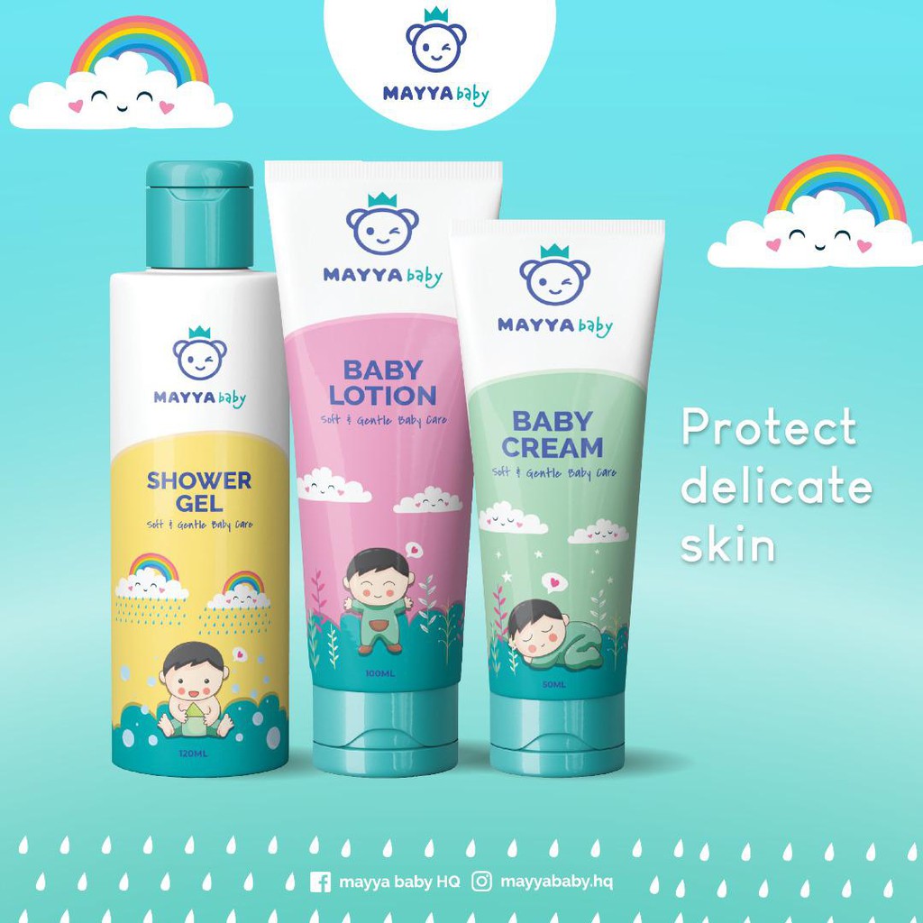 MAYYA BABY CREAM 5 IN 1 50ml/SHOWER GEL 120ml/LOTION 100ml | Shopee ...