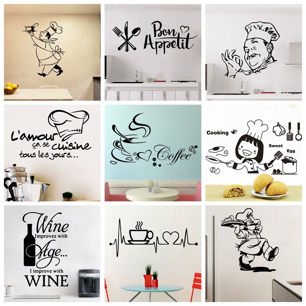 Kitchen Vinyl Wall Sticker For Home Decor Dining Room Decoration ...