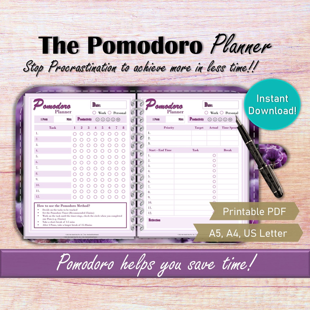 Printable Daily Planner, Pomodoro Planner Using Pomodoro Technique ...