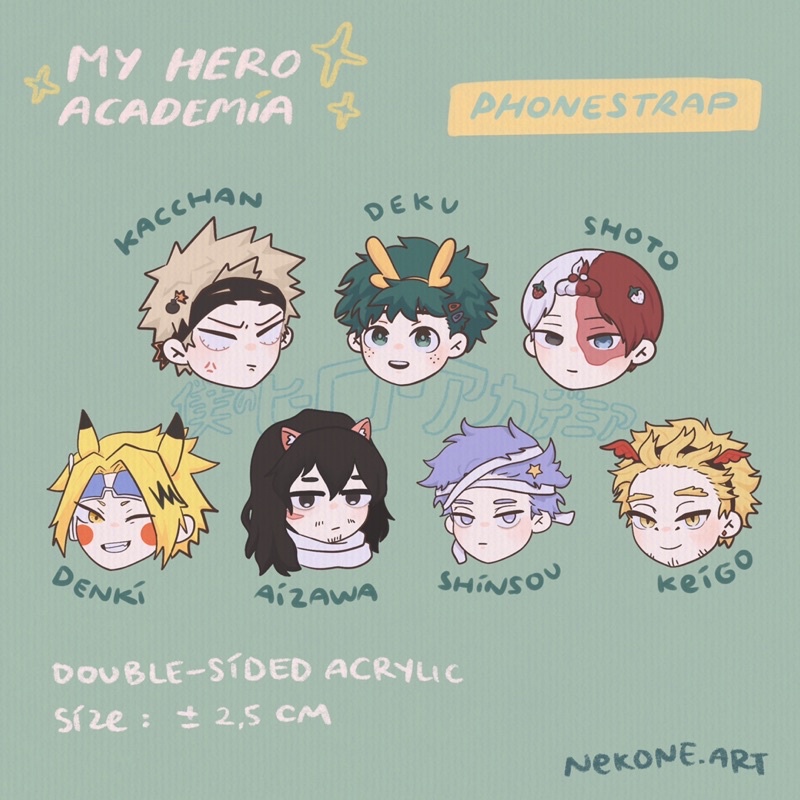 My hero academia mha bnha mini phonestrap/keychain charm & sticker pack ...