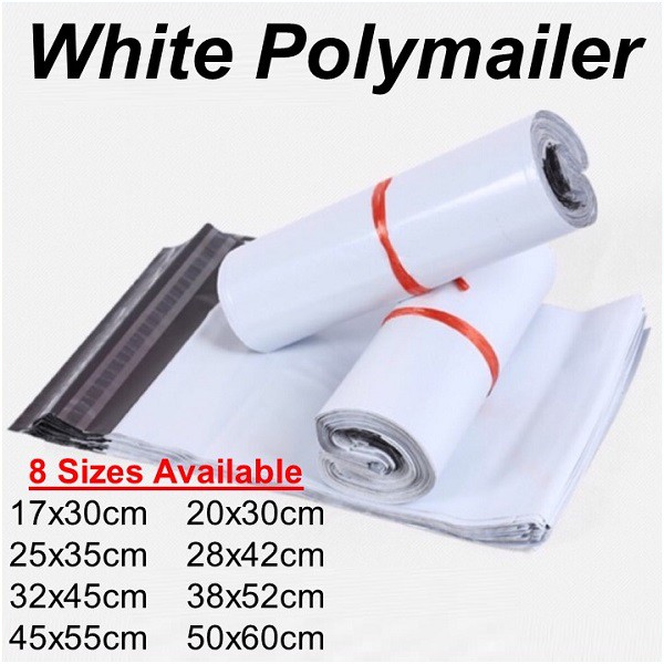 White Polymailer / courier bag / mailer bag / posting plastic bag ...