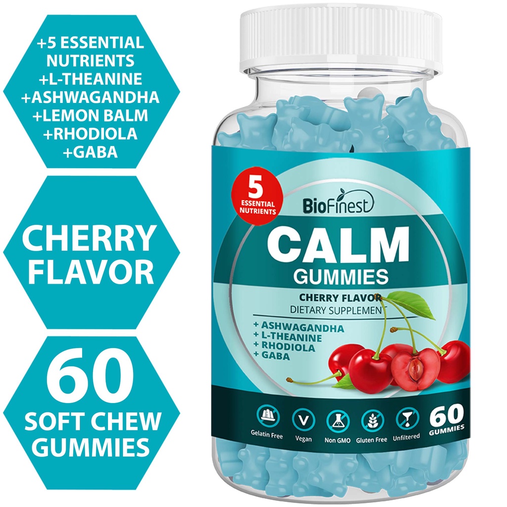 Biofinest Calm Gummy Supplement - L-Theanine Ashwagandha Relax Stress ...