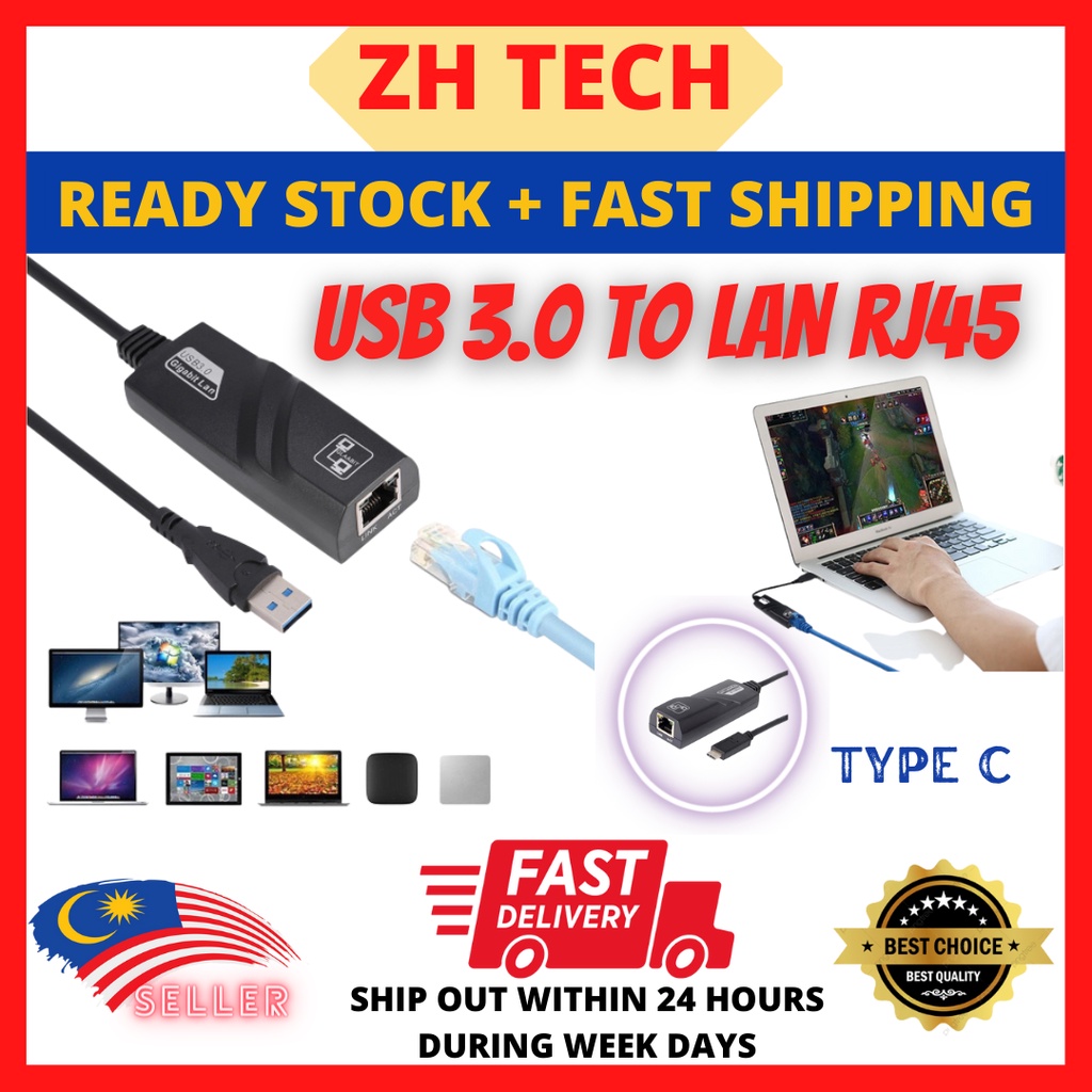 3.0 Usb to Rj45 Adapter Network Ethernet Converter Type C to Lan ...