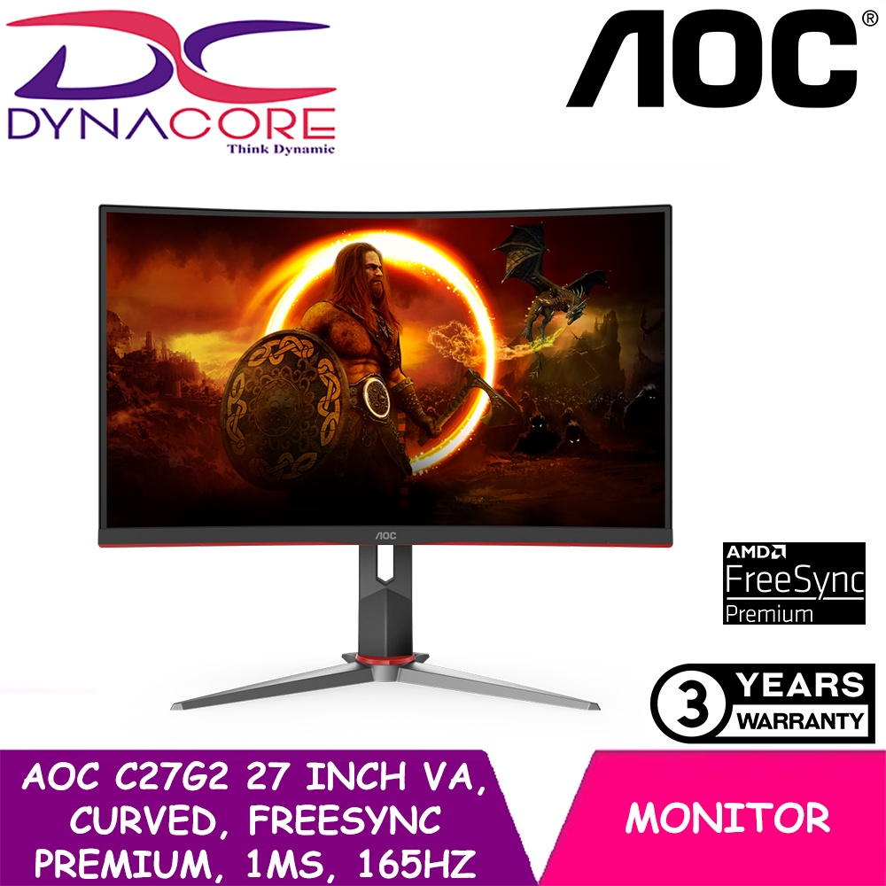 【Same Day Delivery】AOC C27G2 27 inch VA, Curved, FreeSync Premium, 1ms ...