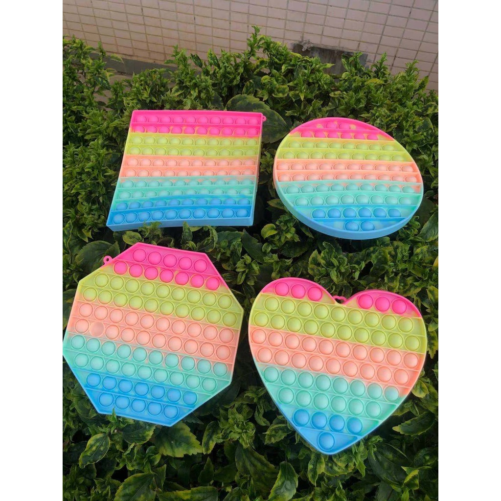 Big Size Rainbow Pop It Fidget Toy Push Simple Dimple Toy Sensory ...