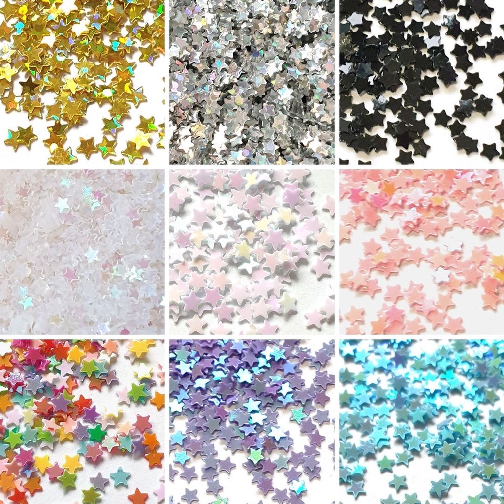 MINI Metallic Star Sequins 3mm Micro five Point Shiny Stars Confetti ...