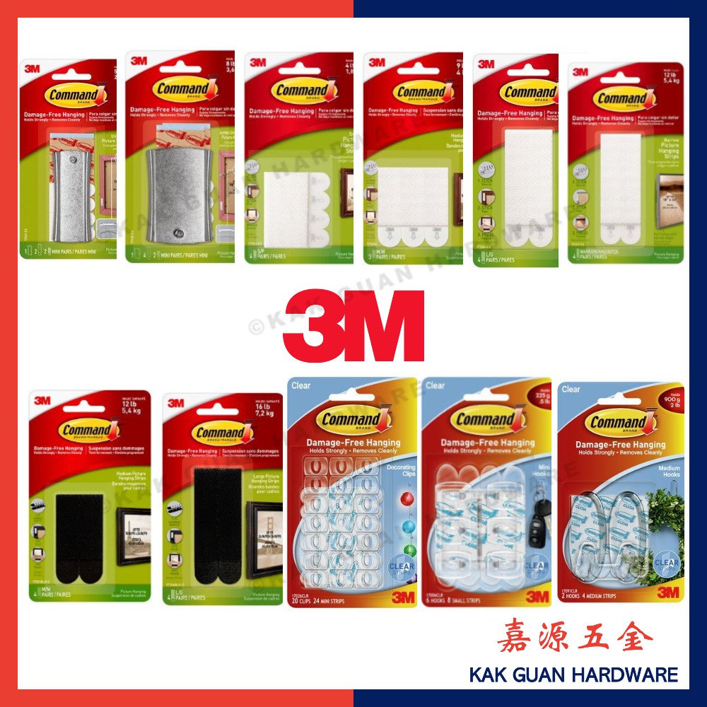 [BUNDLE OF 2] 3M COMMAND HANGER & CLEAR HOOK 17047,17048,17202,17201 ...