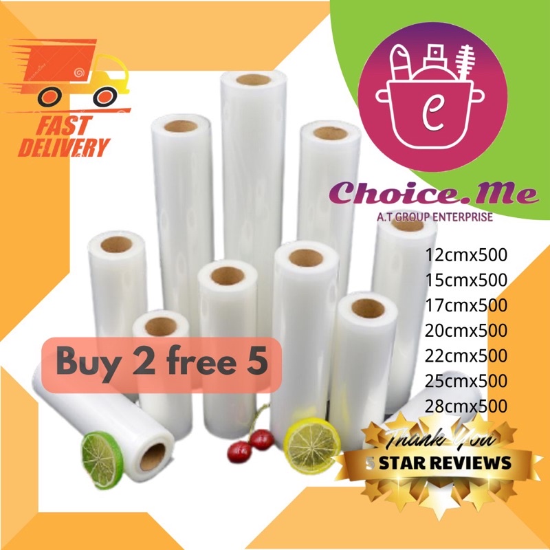 （SG Local ) 6.6 Vacuum Sealer Roll Plastic Bags Fresh Food Saver ...