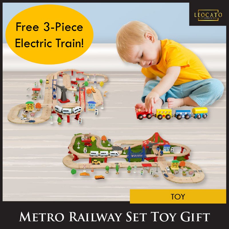 ★Wooden Train Metro Railway Set Toy Gift 3 Pc Electric Train★Singapore ...