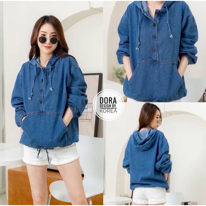 DORA Women's Jeans Jacket - Hoodie Denim Jackets | Shopee Singapore