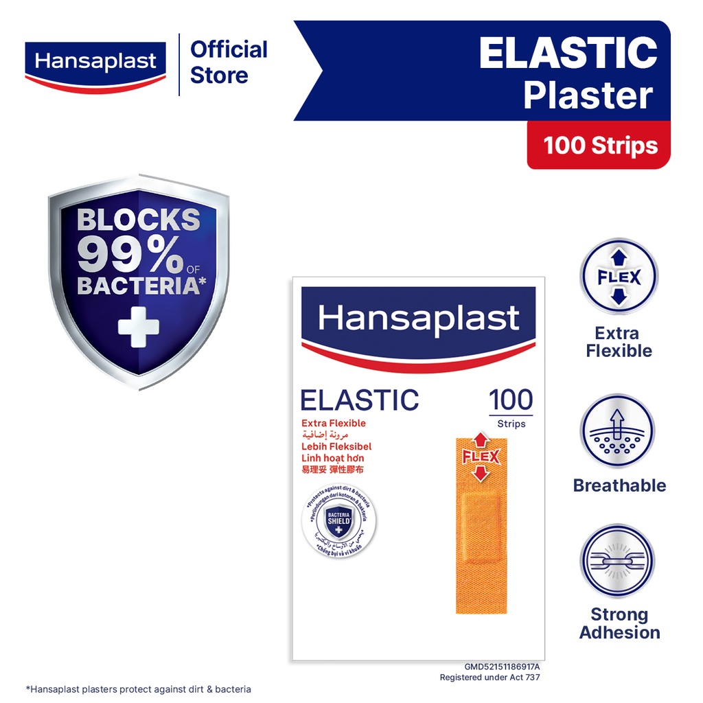 HANSAPLAST Elastic Wound Plasters (10/20/ 100 Strips) / Extra Flexible ...