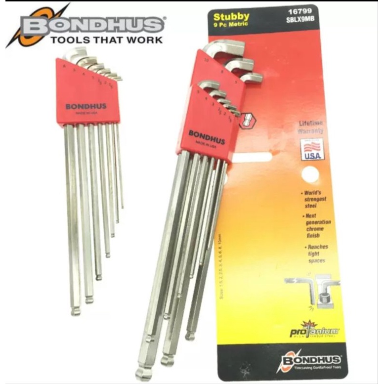 Bondhus Stubby Ball Point Metric Hex Key Set | Shopee Singapore