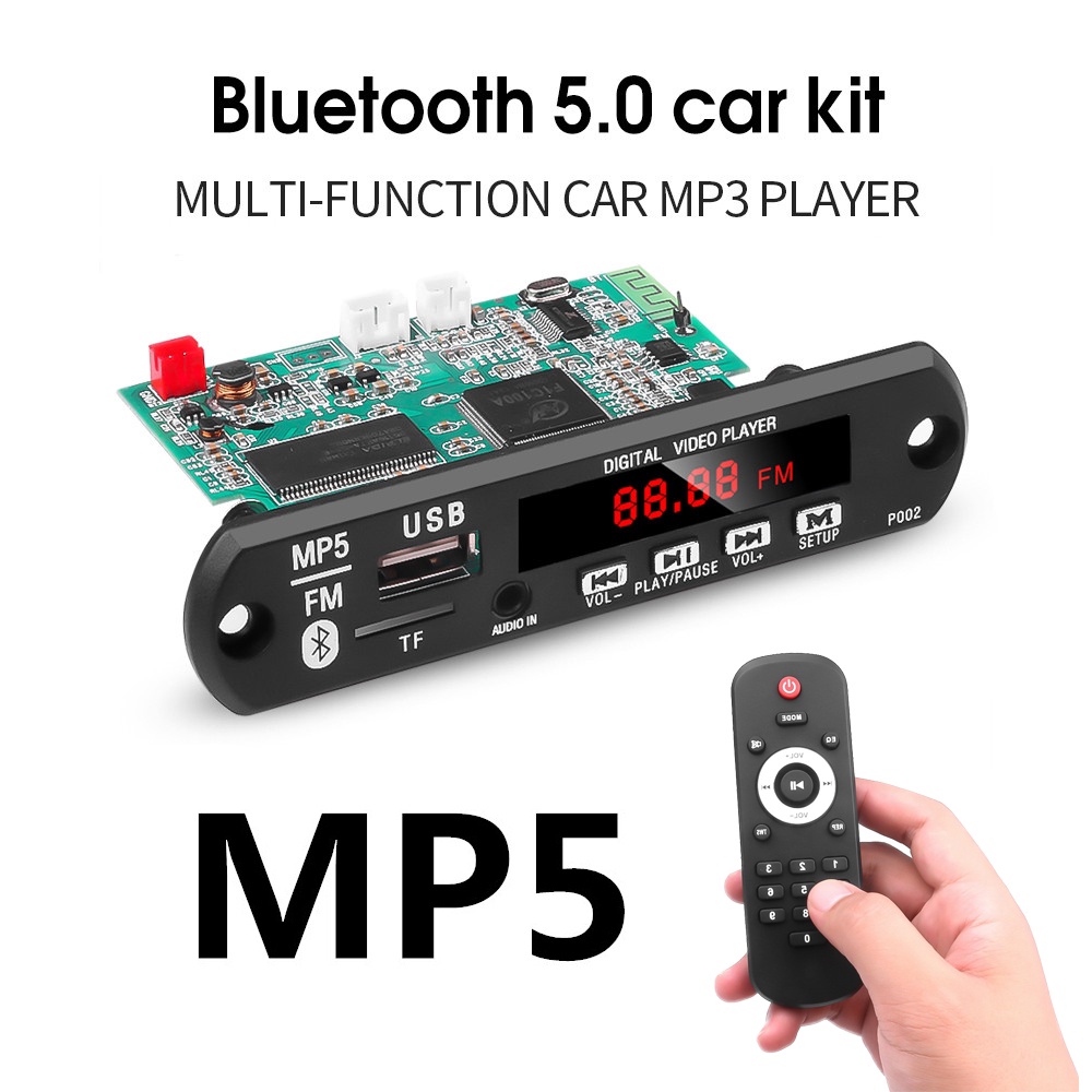 Bluetooth MP3 MP5 Decoder Board with Remote Control DC 5V to12V Car Audio Kit Bluetooth 5.0 USB ...