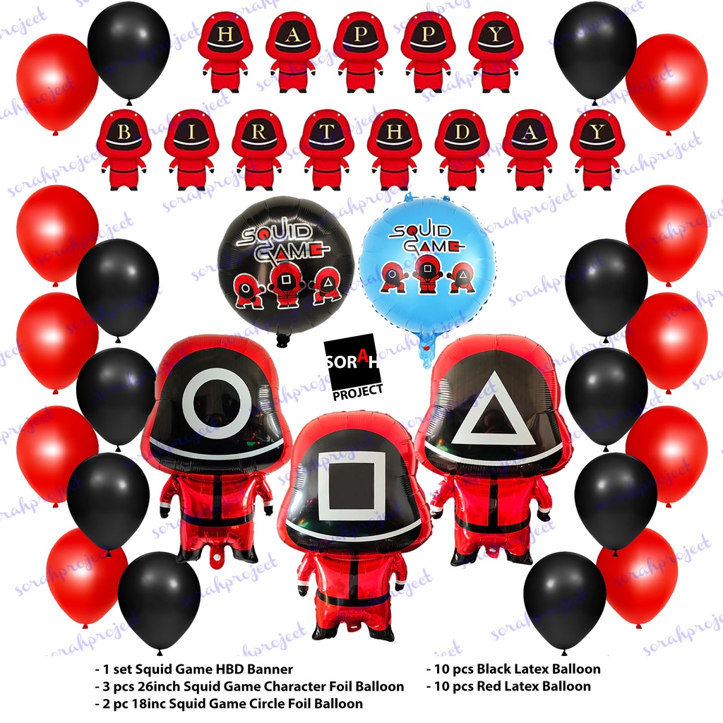 Squid Game Korean Birthday Party Balloon Decoration Theme Set Package ...