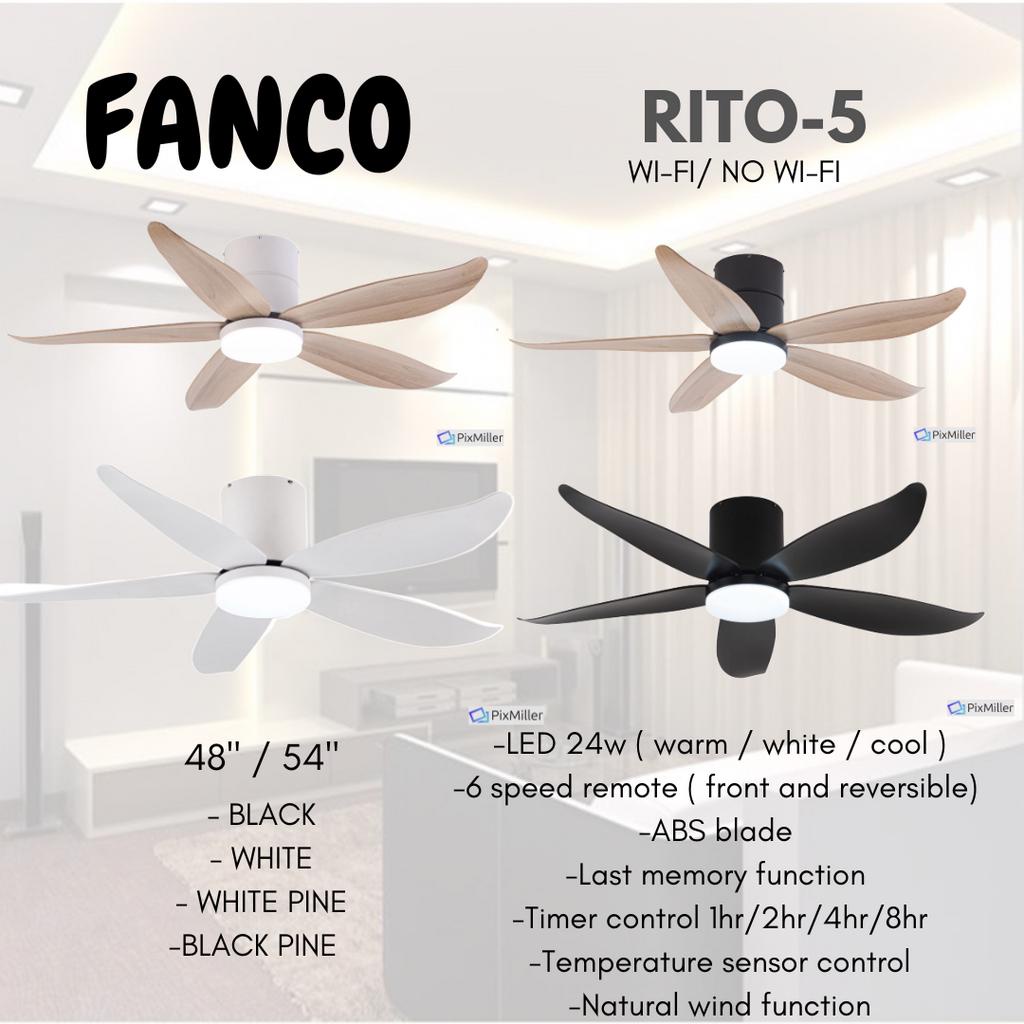 (MEGA installation promo) Fanco rito-5 DC smart ceiling fan 5 blades 6 ...