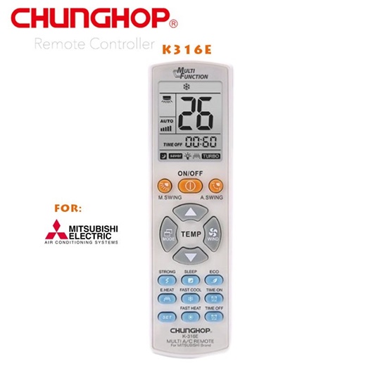 CHUNGHOP Multi Aircon Remote K-316E ( Mitsubishi Motors ) | Shopee ...