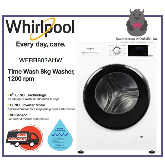 Whirlpool WFRB802AHW Front Load Washing Machine (8kg) 4 ticks | Shopee ...