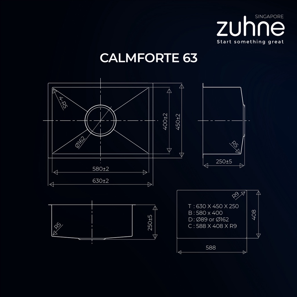CalmForte Scratch Resistant Stainless Steel Single Bowl Kitchen Sink ...