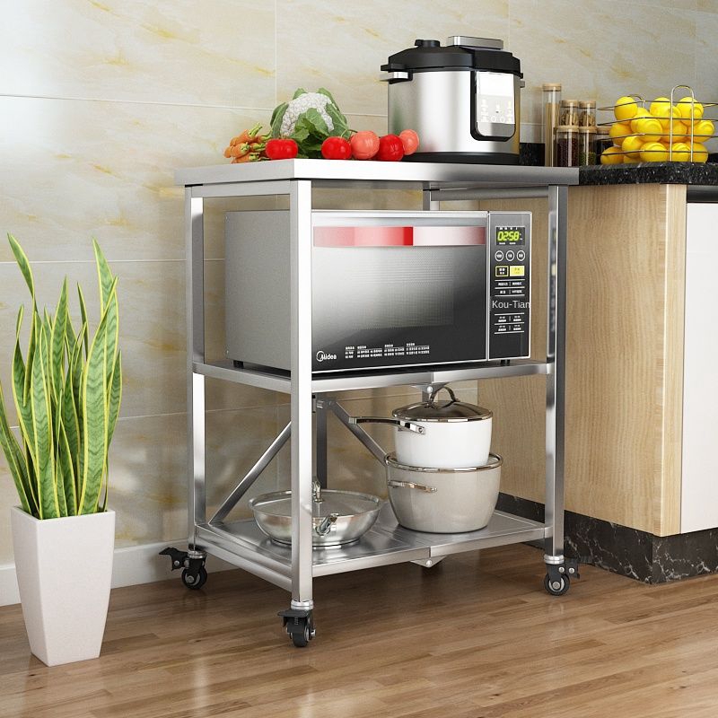 YIXIN Foldable Mobile Cart Rack 304 Stainless Steel Kitchen Storage ...