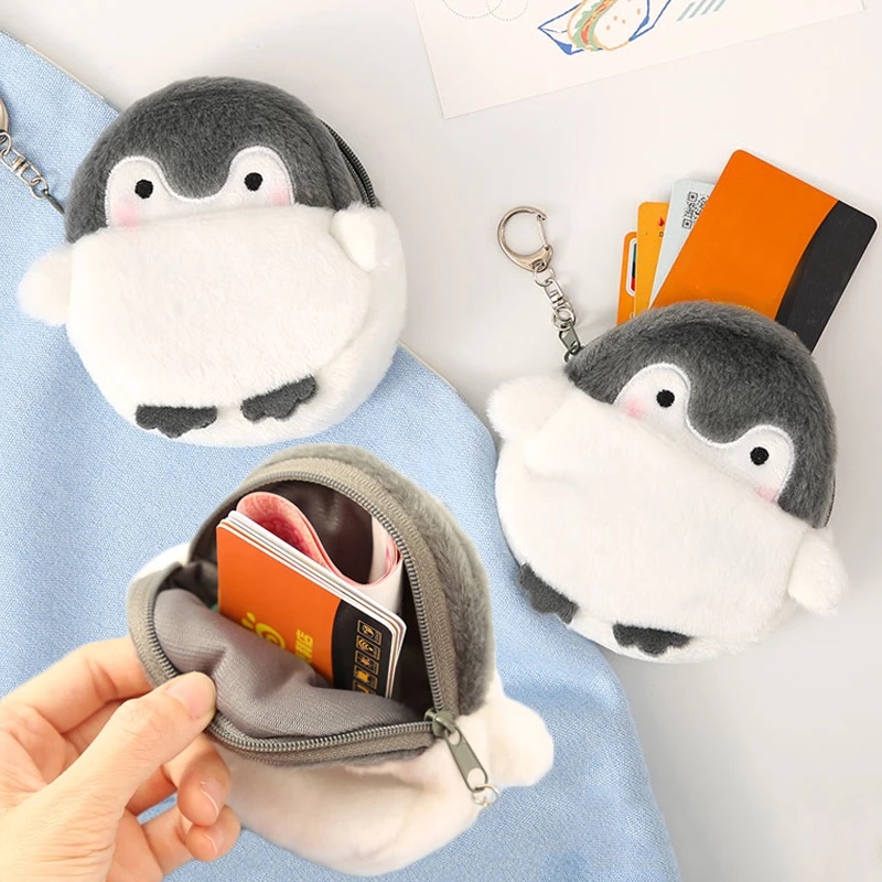 Cartoon Penguin Coin Purse/ Lovely Animal Earphone Case Plush Doll ...