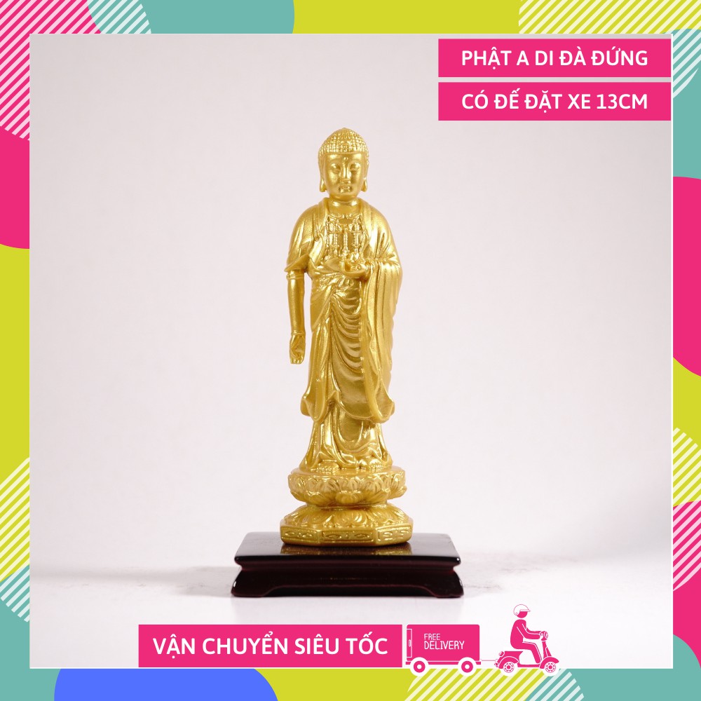 Standing Amitabha Buddha statue with gold base - 13cm high | Shopee ...