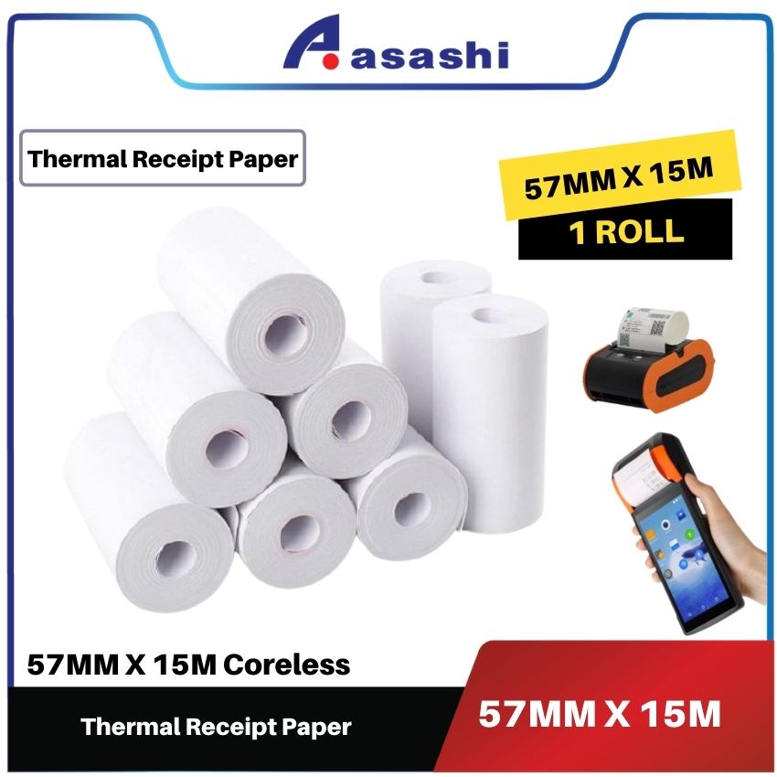 Thermal Receipt Paper 57MM X 15M Coreless (1 Roll) | Shopee Singapore