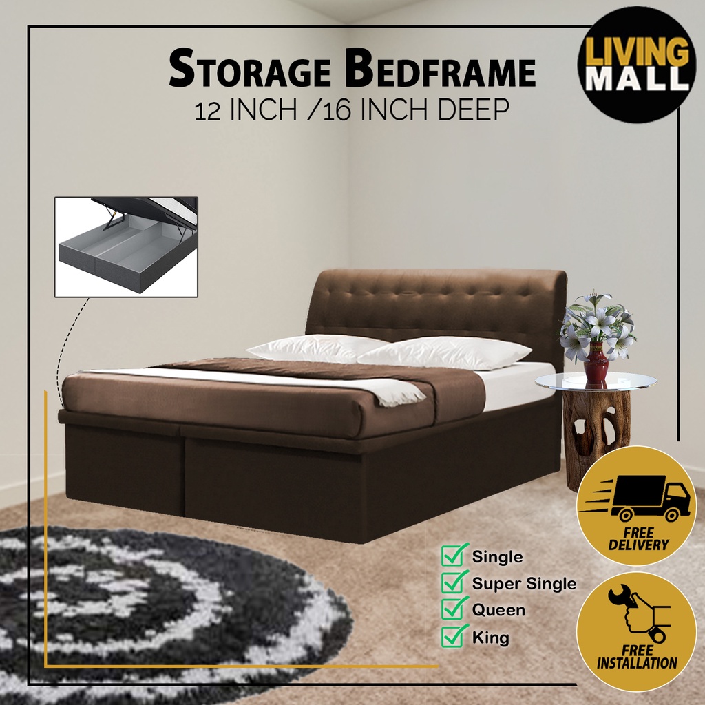 12/16 Inches Deep Storage Bed Frame In 5 Colours- All Sizes Available ...