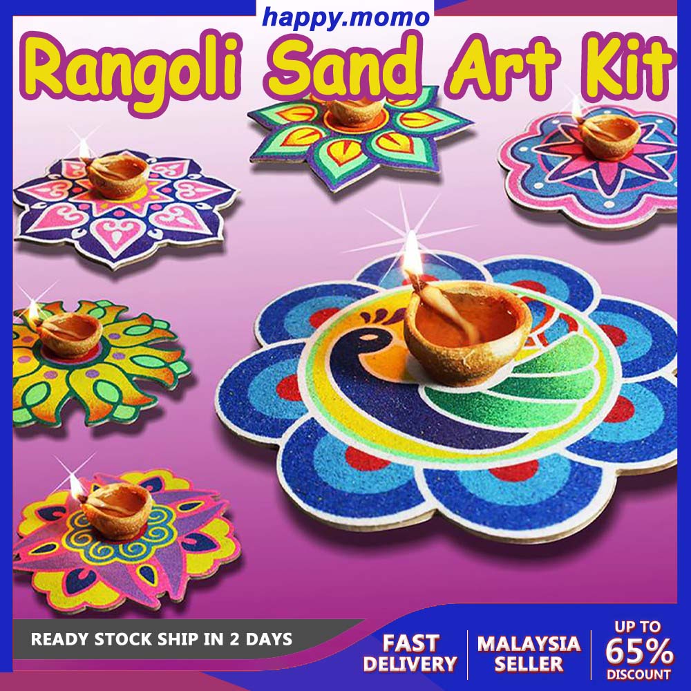 Momo Rangoli Sand Art Board Kit Set Kid Kolam Craft Deepavali Indian ...