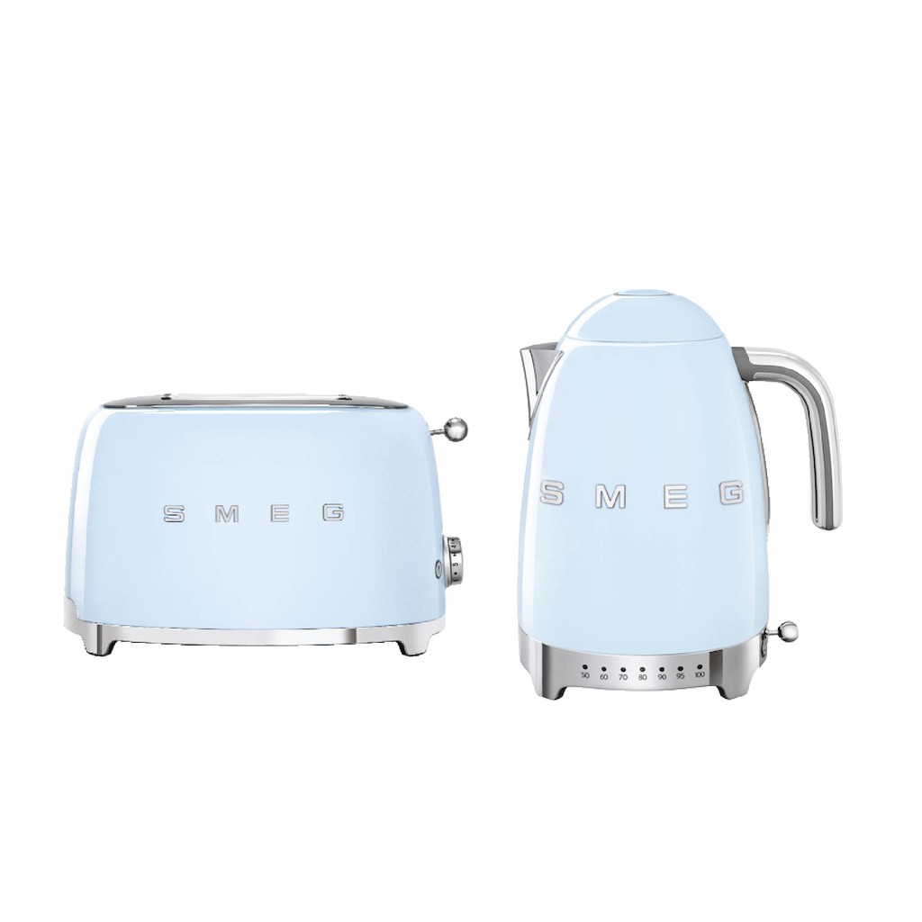 Smeg Breakfast Set Kettle KLF04PBUK + Toaster TSF01PBUK (Pastel Blue ...