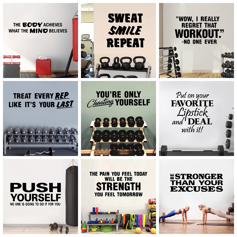 Creative Gym Wall Stickers Self Adhesive Art Wallpaper For GYM Room ...