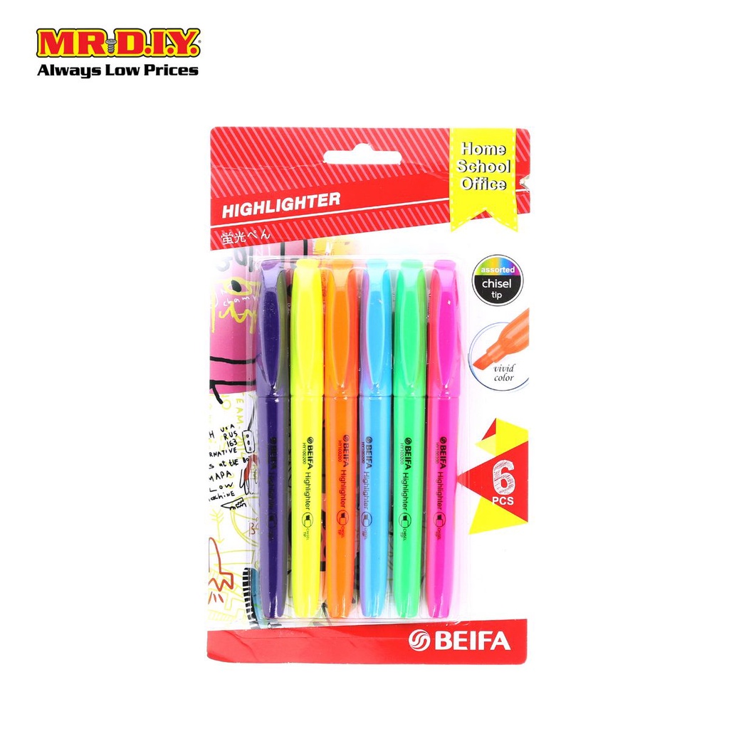 (MR.DIY) Beifa Highlighter (6Pcs) | Shopee Singapore