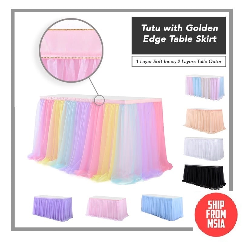 Tutu Table Skirt Meja Birthday Baby Wedding Decoration Event Skirting ...