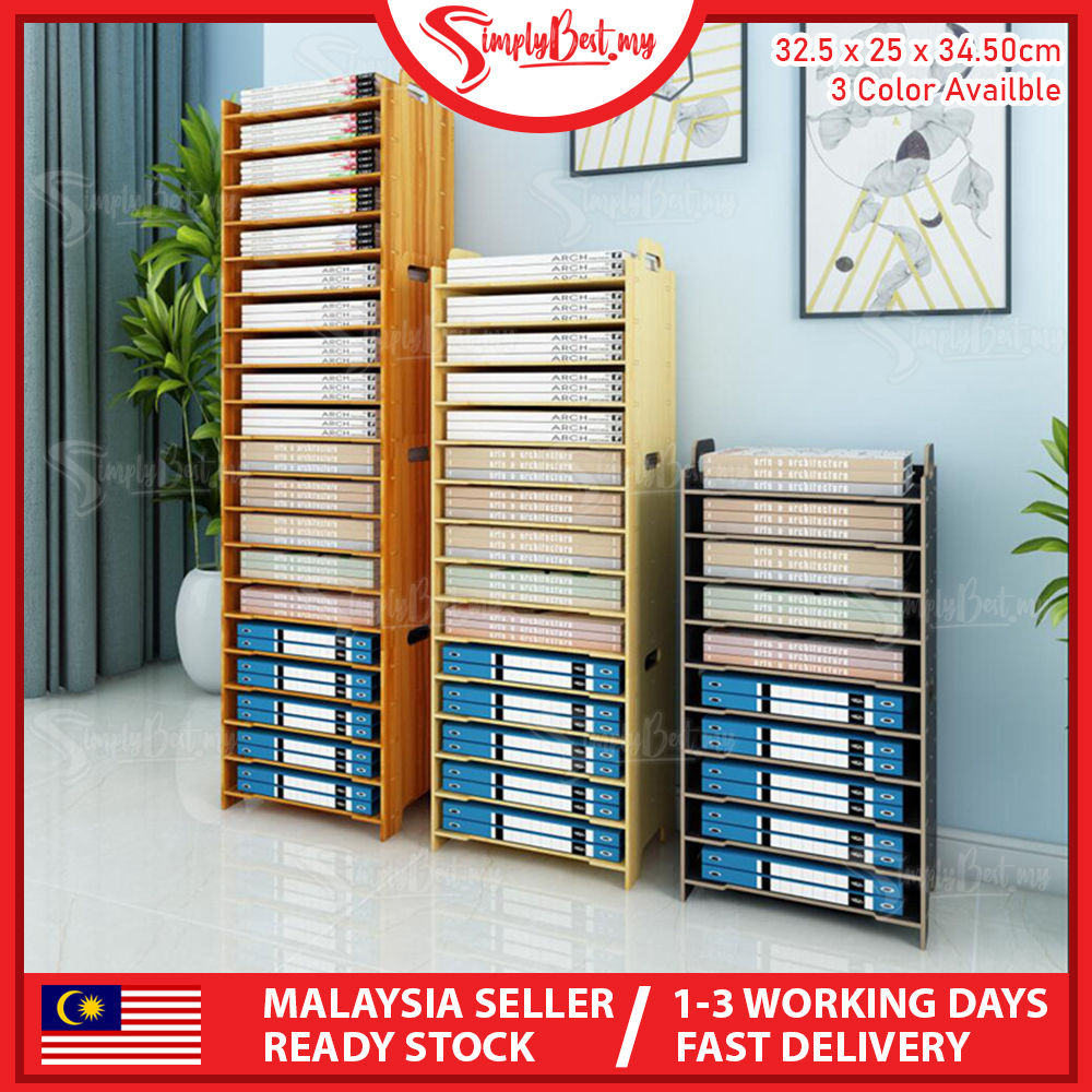 SIMPLYBEST Wooden Desk File Organizer Stackable Paper Multi Layer File ...