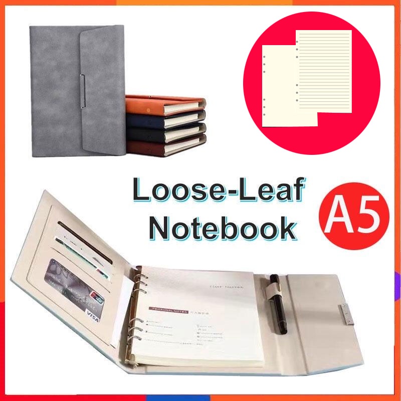 A5 Loose-leaf Notebook PU Leather Refillable Planner Business Notepad ...