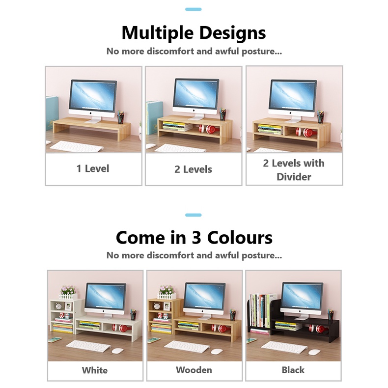 (SG Local Ready Stocks) Wooden Monitor Stand/ Laptop Stand - Easy ...