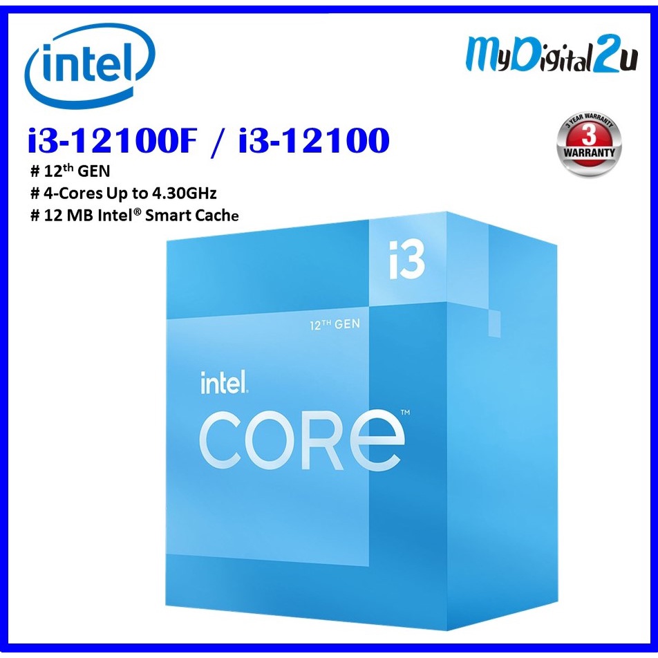 Intel Core i3-12100F / i3-12100 Processor (4 Cores/12M Cache/Up To 4.30GHz/LGA1700) | Shopee ...