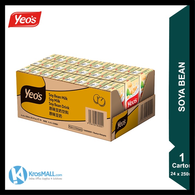 YEO'S Asian Drinks Soya Bean Tetra Box 1 Carton (24 x 250ml) | Shopee ...