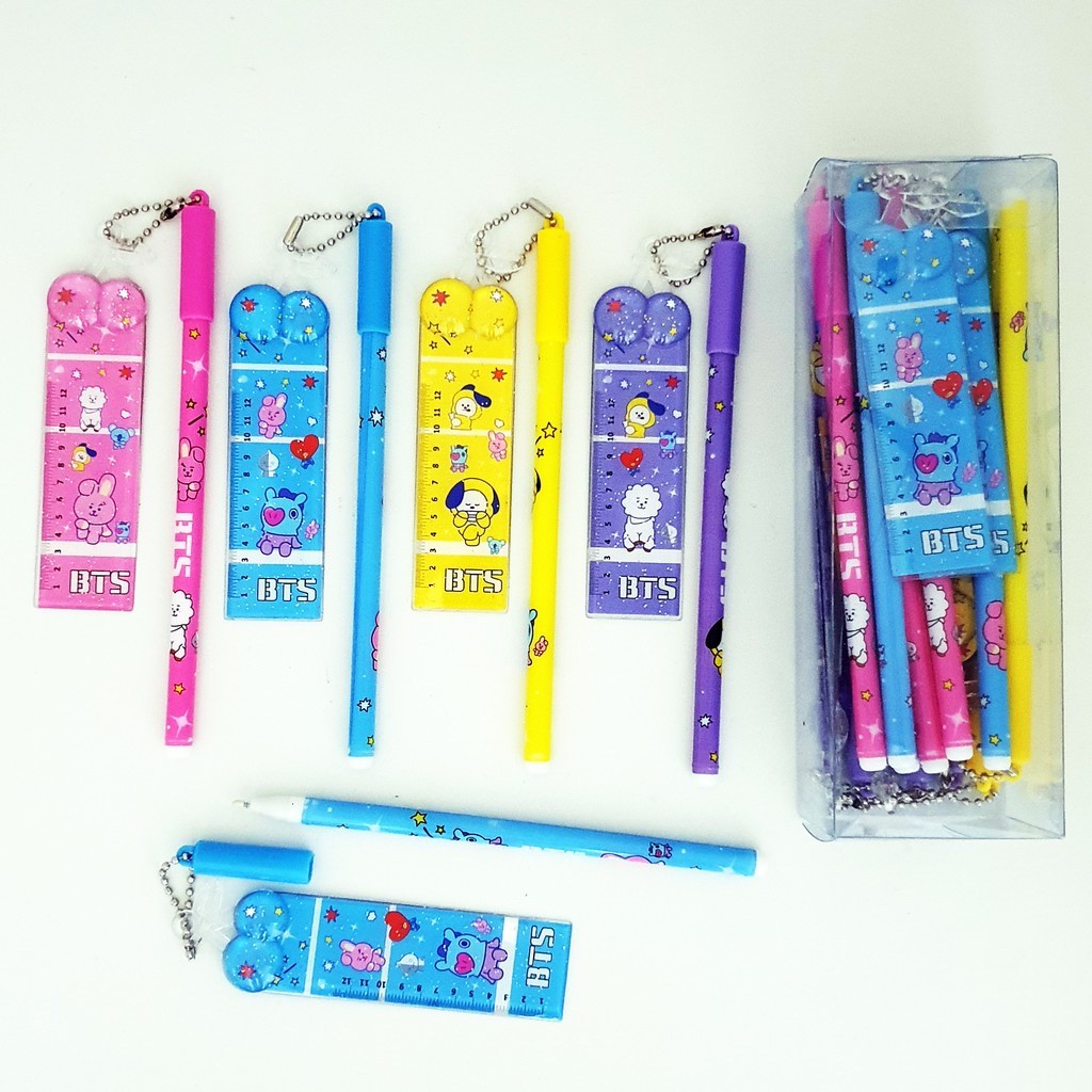 GANTUNGAN (1 DOZEN) BT21 PEN HANGING BT21 PEN RULER BTS PULPEN BANGTAN ...