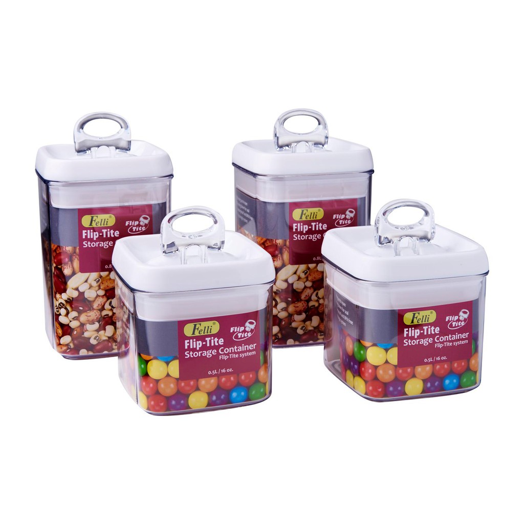 Felli Flip Tite Container 4Pcs Set | Shopee Singapore