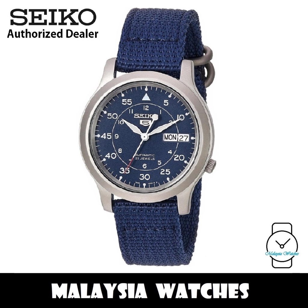 Seiko 5 Military SNK807K2 Automatic See-thru Back Blue Nylon Strap ...