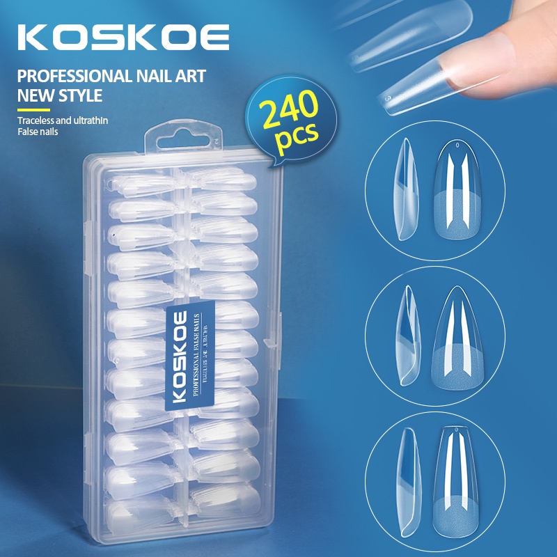 BORN PRETTY 240pcs /Box Press on False Nails Coffin Oval Square Semi ...