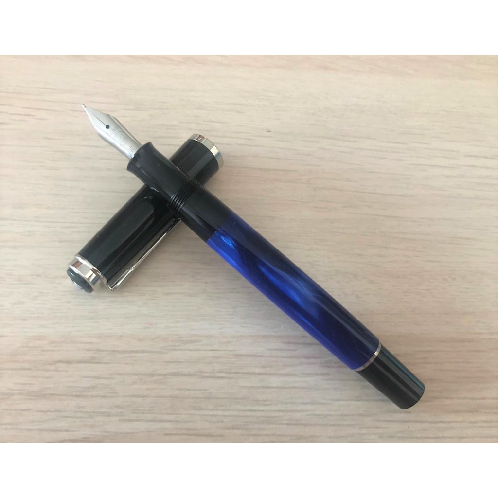 Pelikan M205 Black Blue Marble Fountain Pen | Shopee Singapore